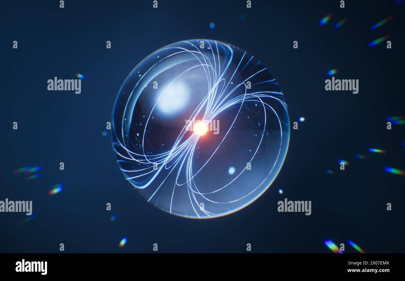 Physics quantum and scientific background, 3d rendering. 3D ...