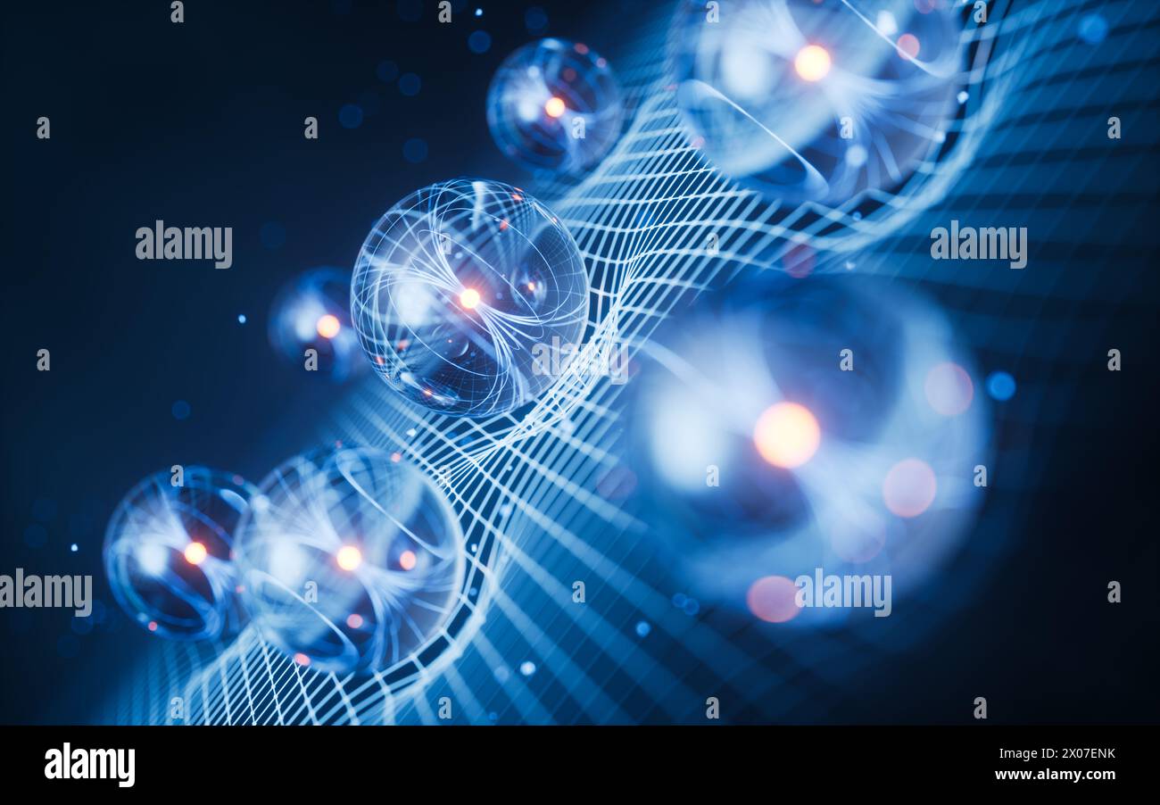 Physics quantum and scientific background, 3d rendering. 3D ...
