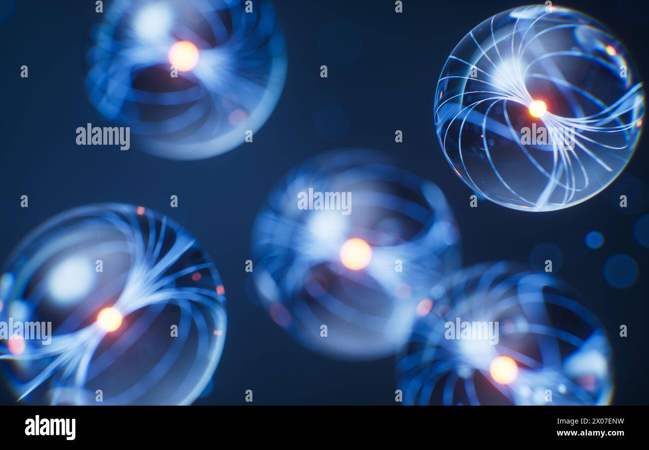 Physics quantum and scientific background, 3d rendering. 3D ...