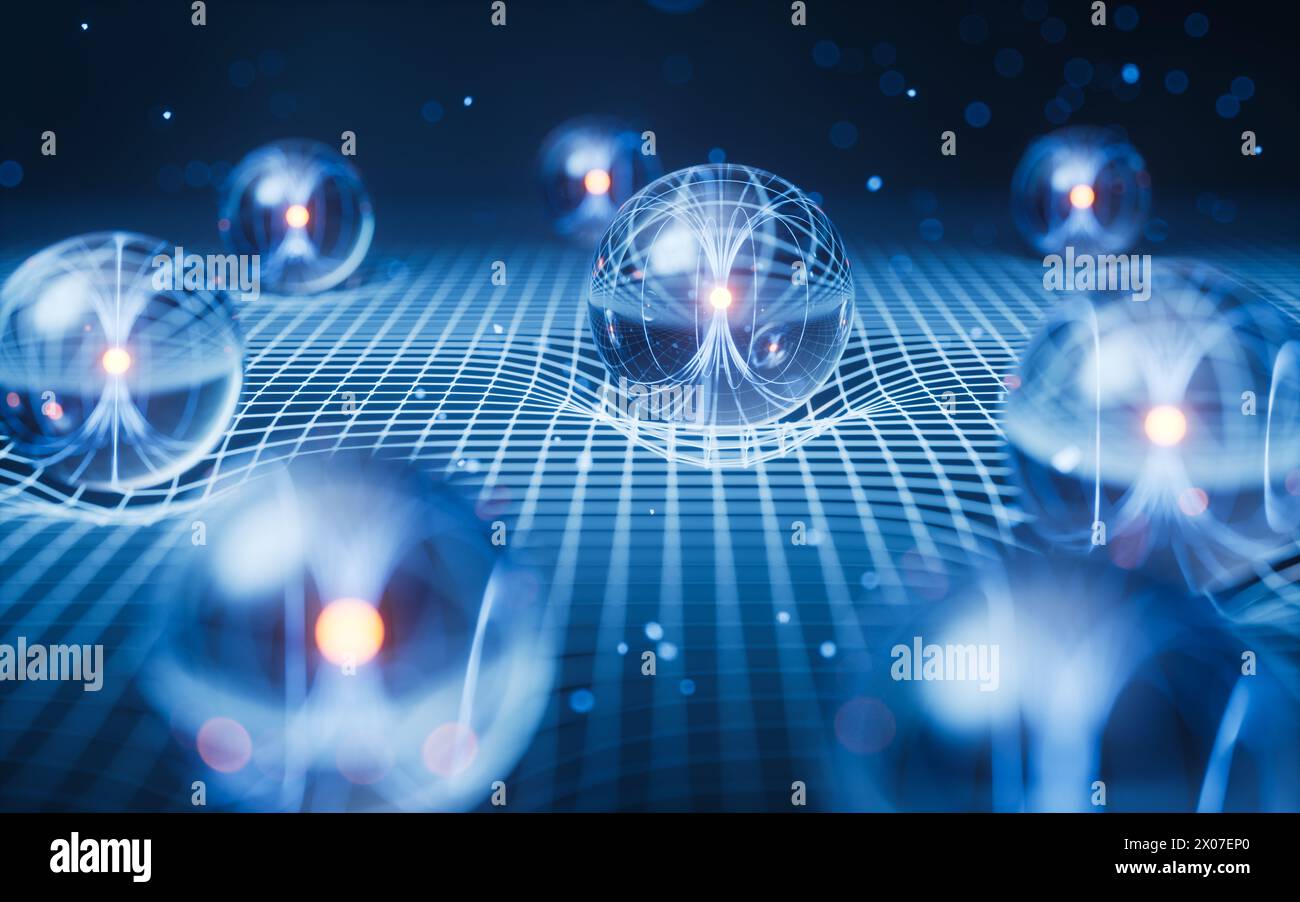 Physics quantum and scientific background, 3d rendering. 3D ...