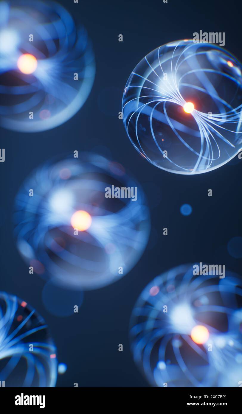 Physics quantum and scientific background, 3d rendering. 3D ...