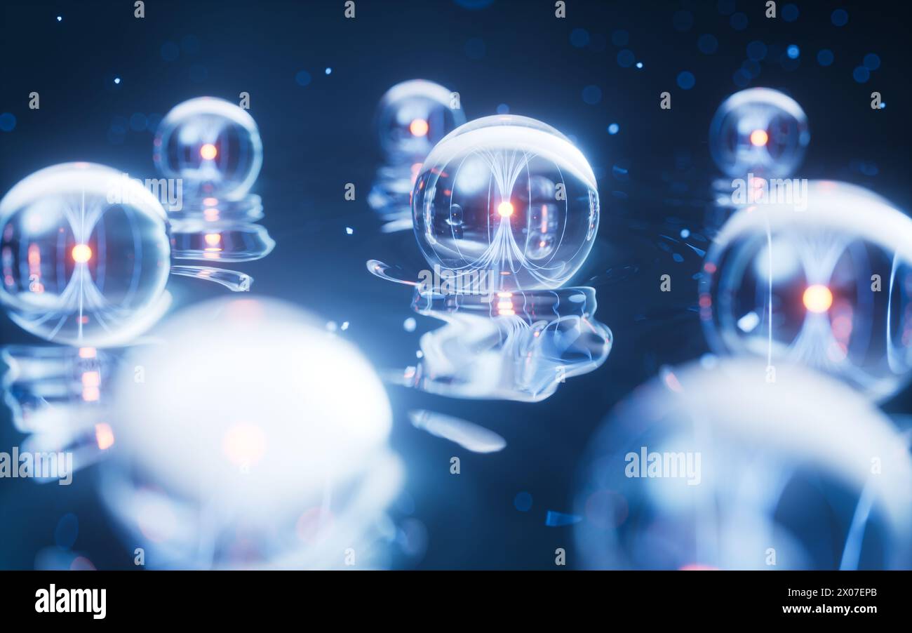 Physics quantum and scientific background, 3d rendering. 3D ...