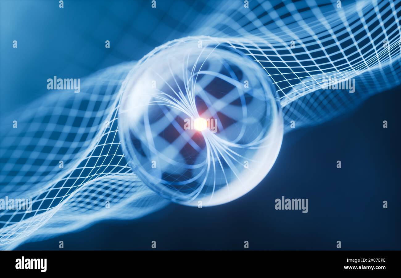Physics quantum and scientific background, 3d rendering. 3D ...
