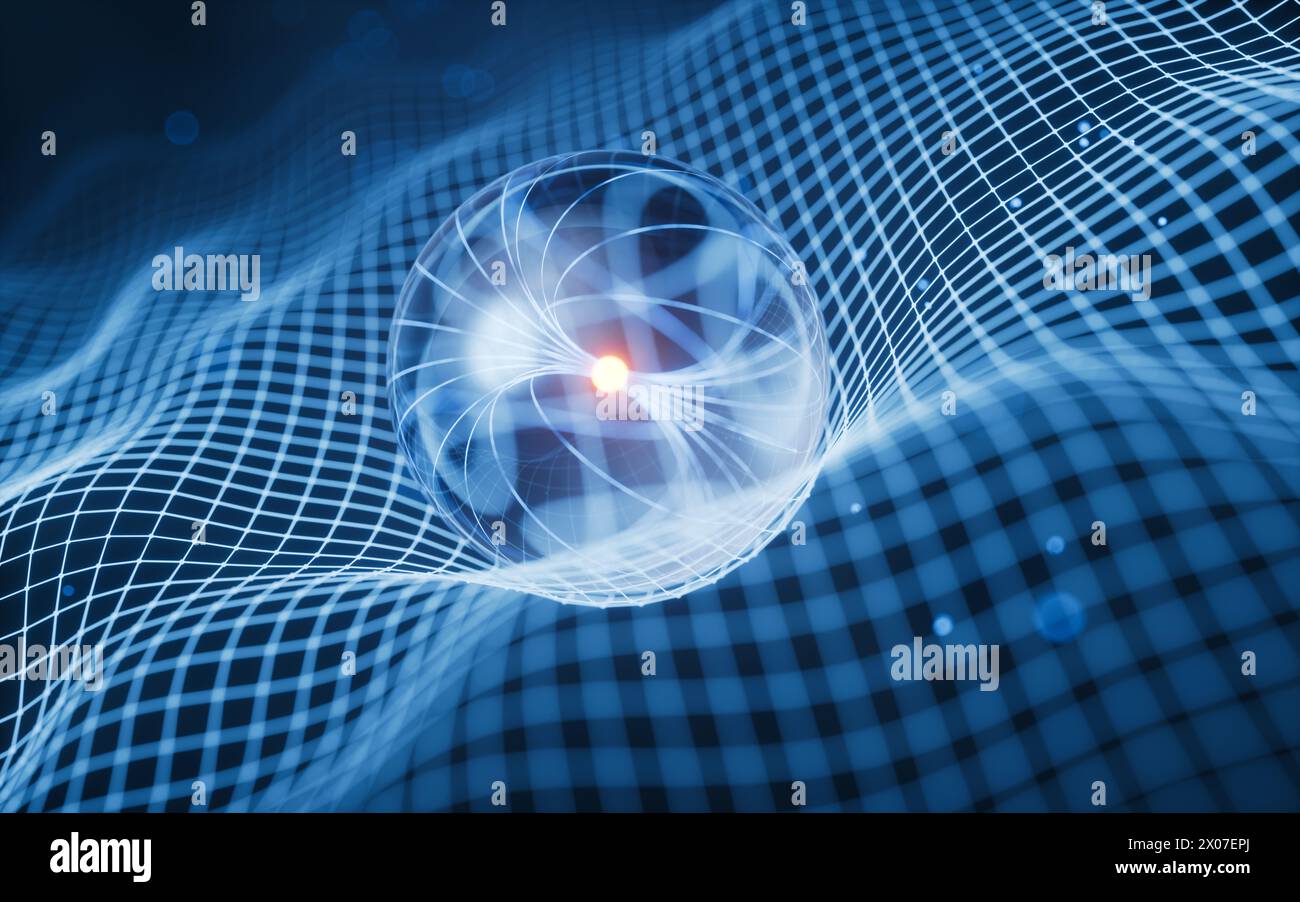 Physics quantum and scientific background, 3d rendering. 3D ...