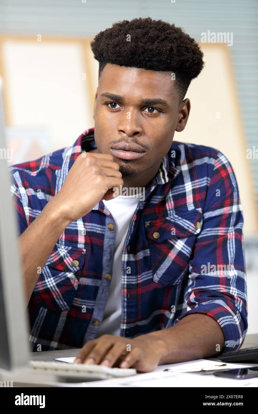 Calm employee man using computer hi-res stock photography and images ...