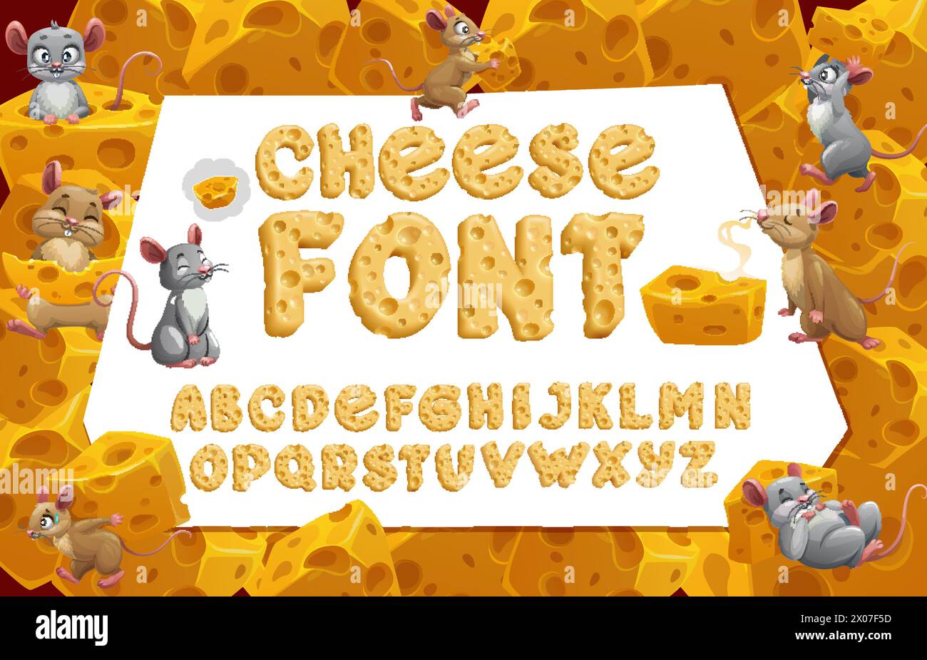 Cheese font, cheesy typeface, gouda or cheddar type, yellow english ...
