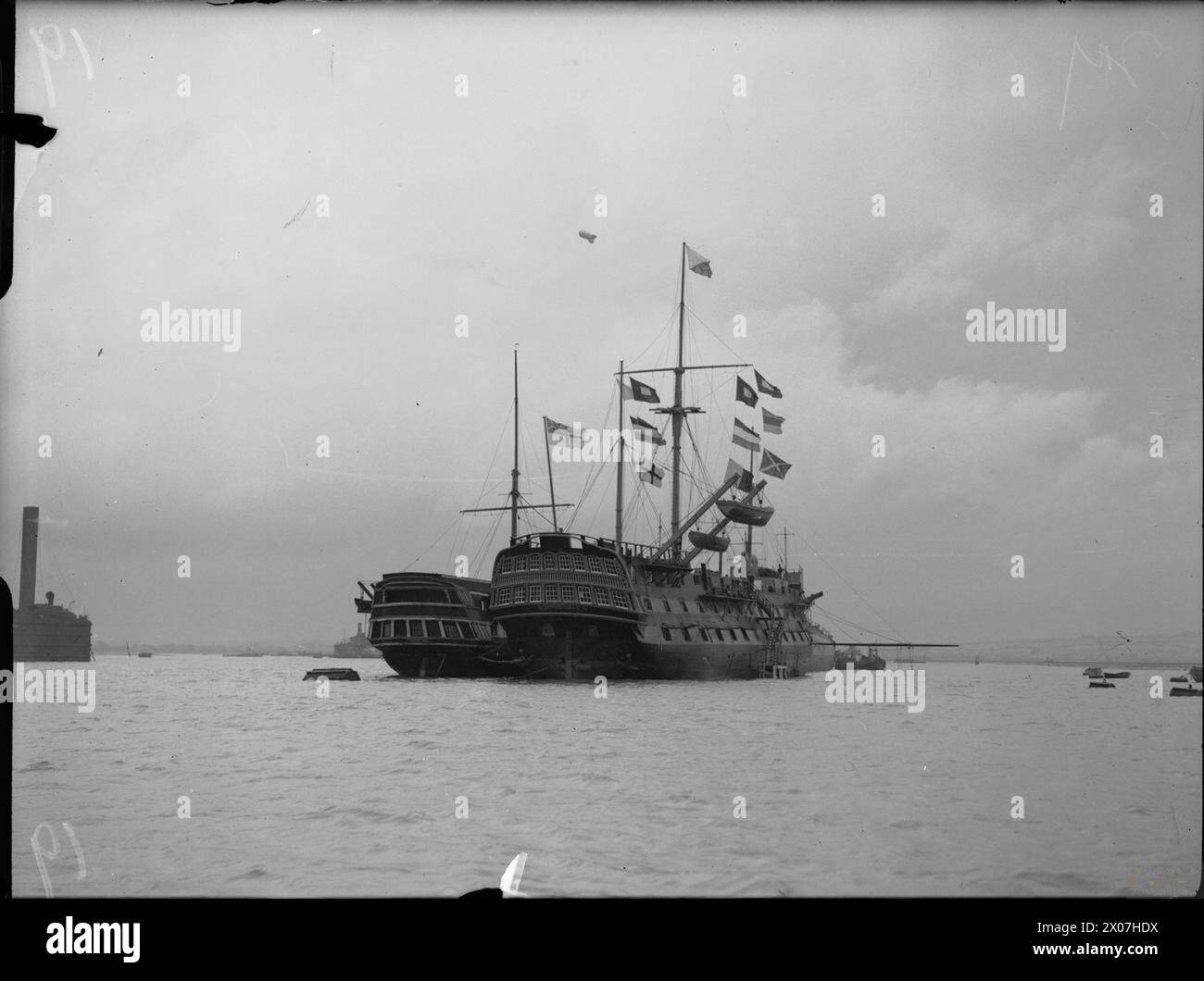 HMS Foudroyant, formerly Duquay Trouin, flies the first part of the ...