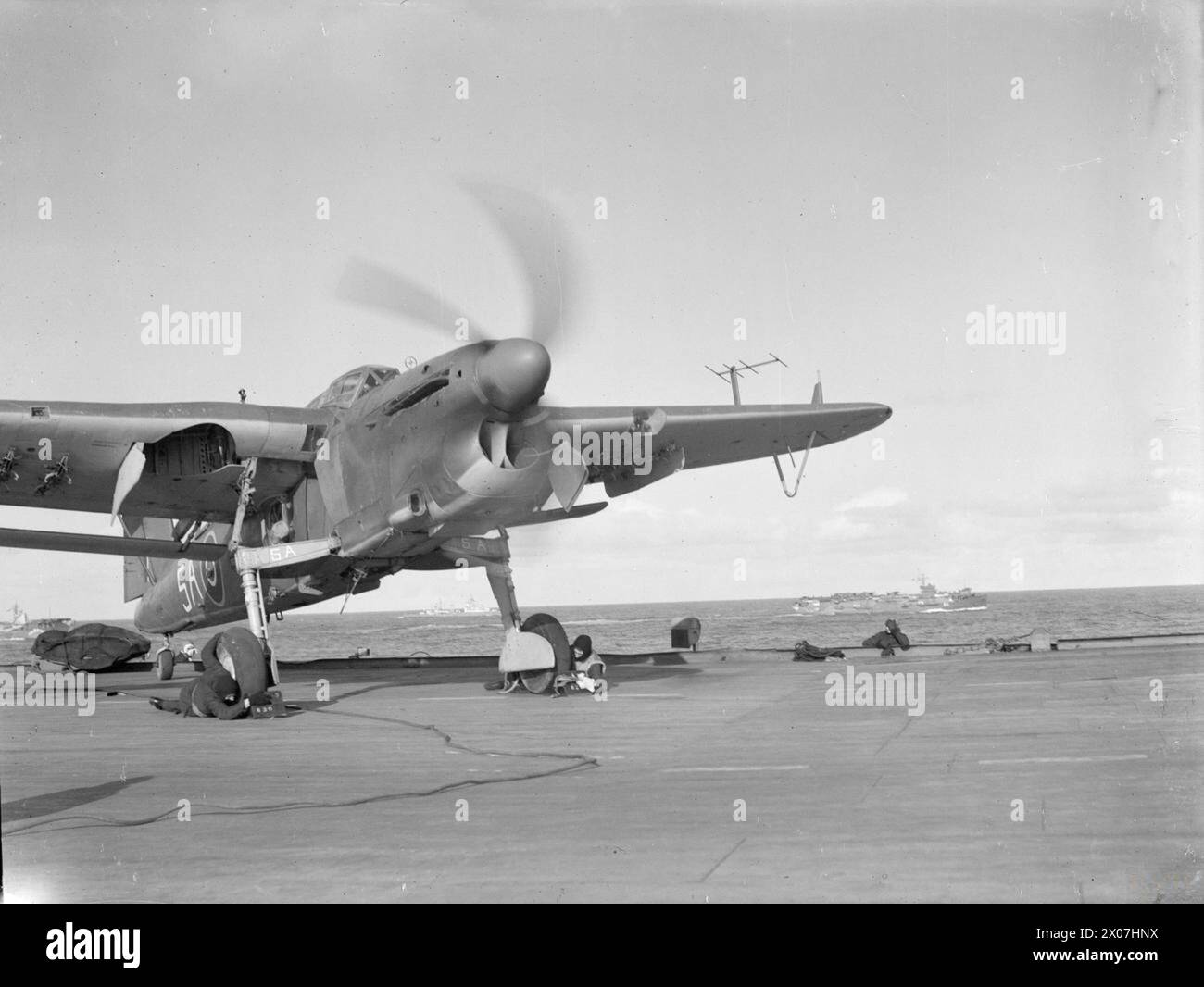 In April 1944, on the flight deck of the aircraft carrier HMS Furious ...