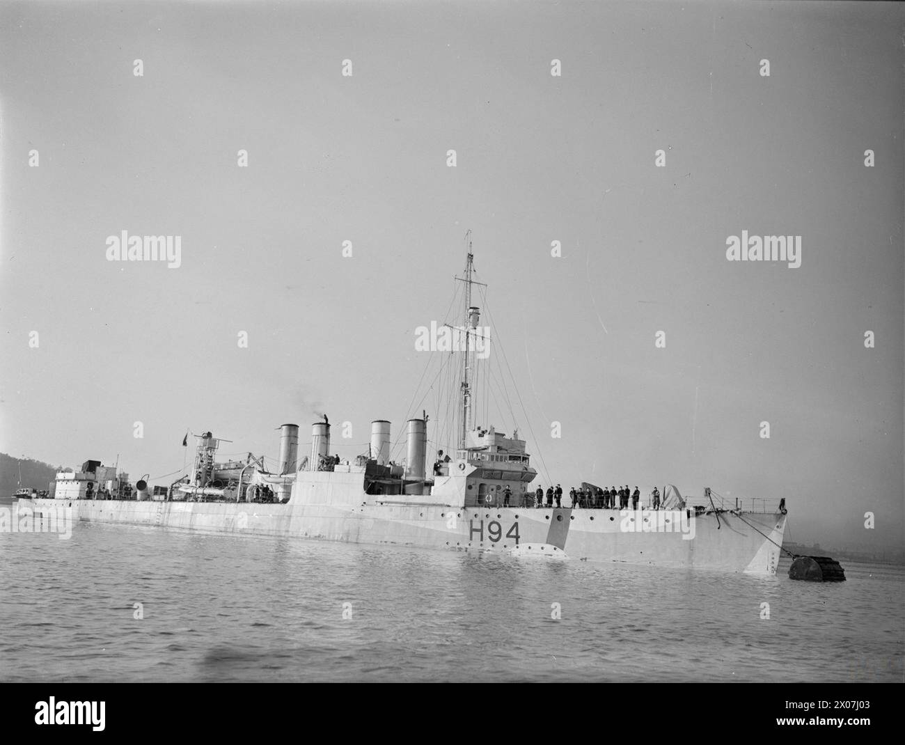 HMS Burwell, a British Town-class destroyer formerly USS Laub, served ...