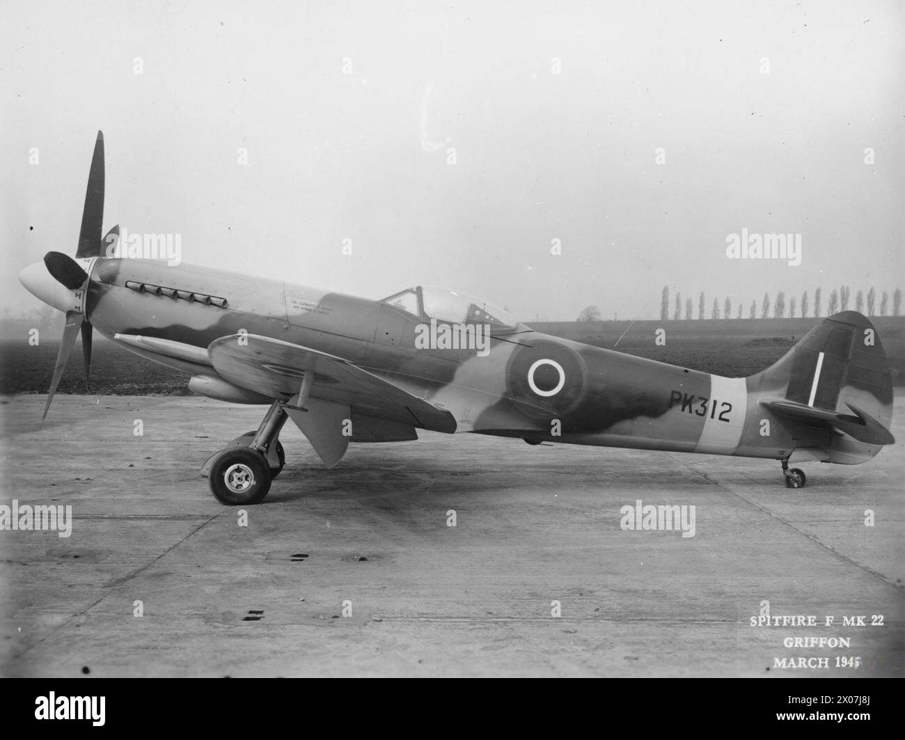 Spitfire F Mk.22 Prototype PK312 shown on the ground, illustrating the ...