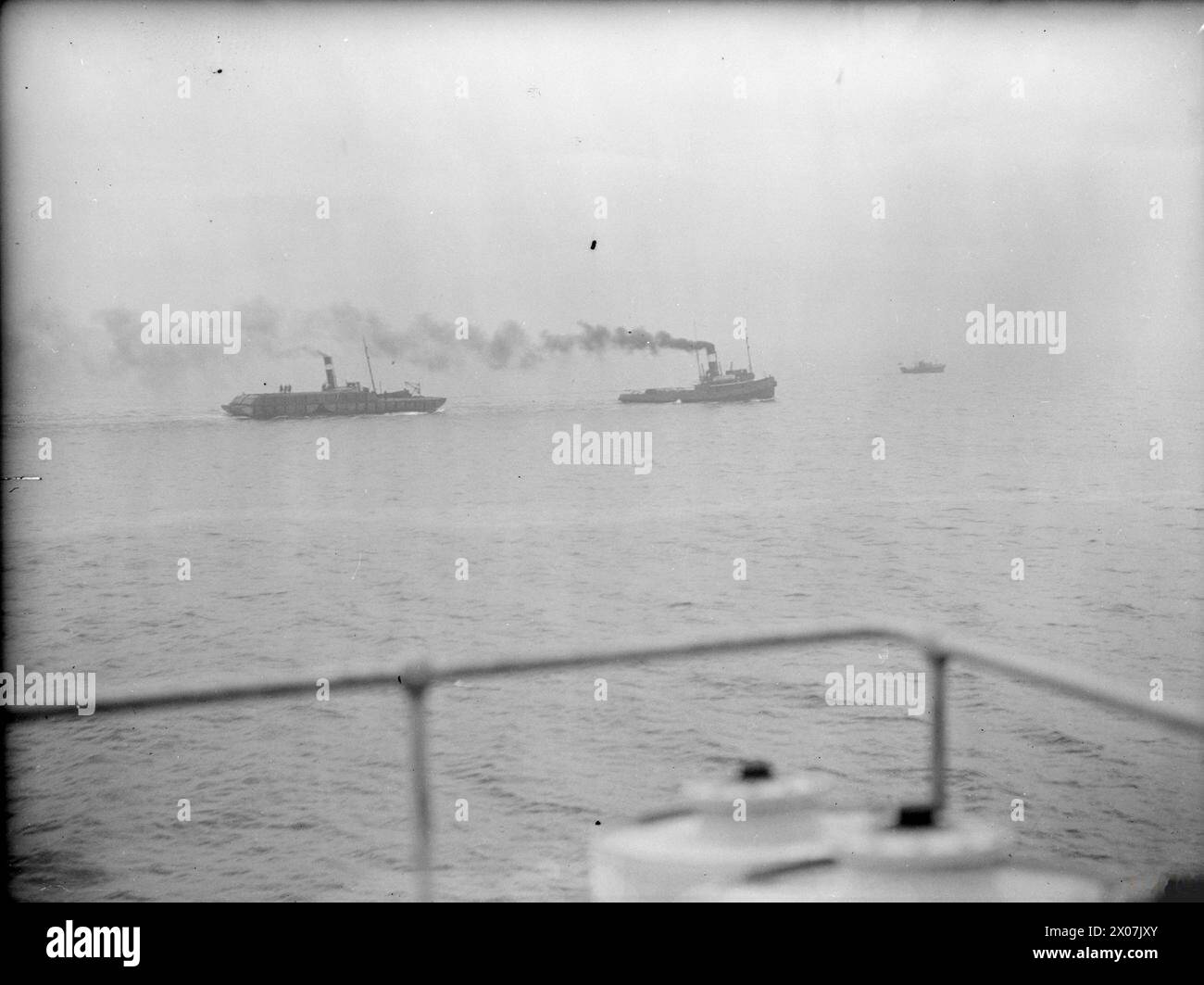 Trial towage of a British naval lighterage raft by MV Glenapp from ...