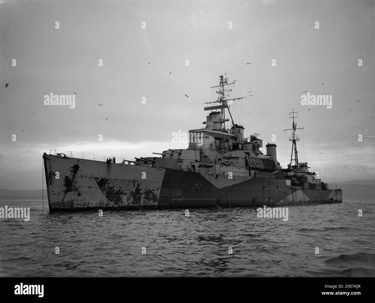 THE ROYAL NAVY DURING THE SECOND WORLD WAR - HMS NEWFOUNDLAND at anchor ...