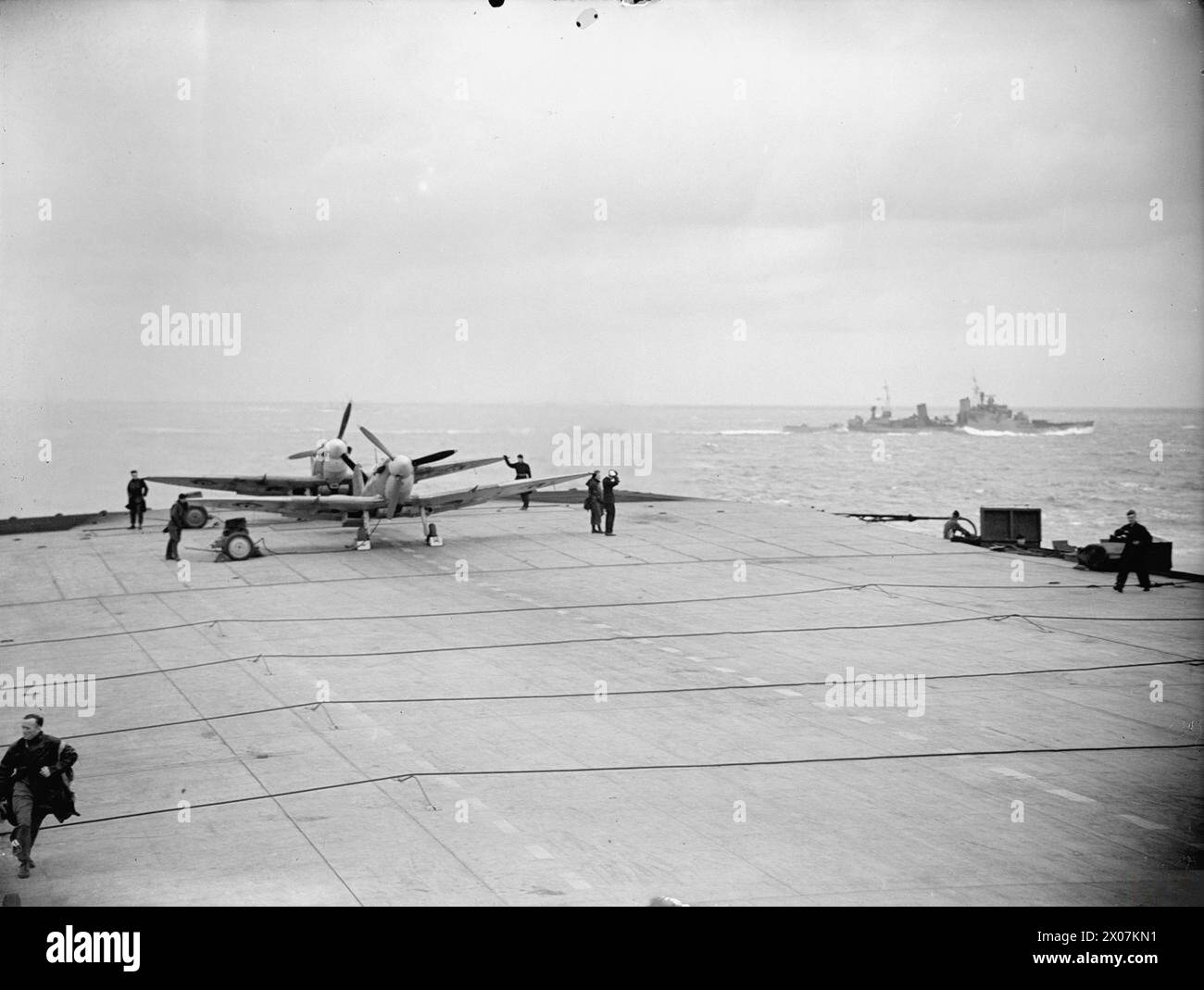 Between 6 and 9 July 1943, HMS Furious, with Seafire aircraft on deck ...