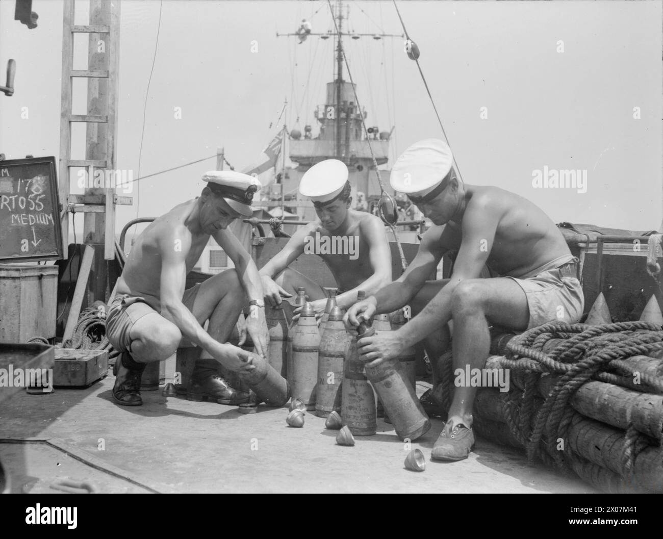 BRITISH DESTROYER'S 25TH BIRTHDAY. JULY 1944, ON BOARD HMS VERITY WHICH ...