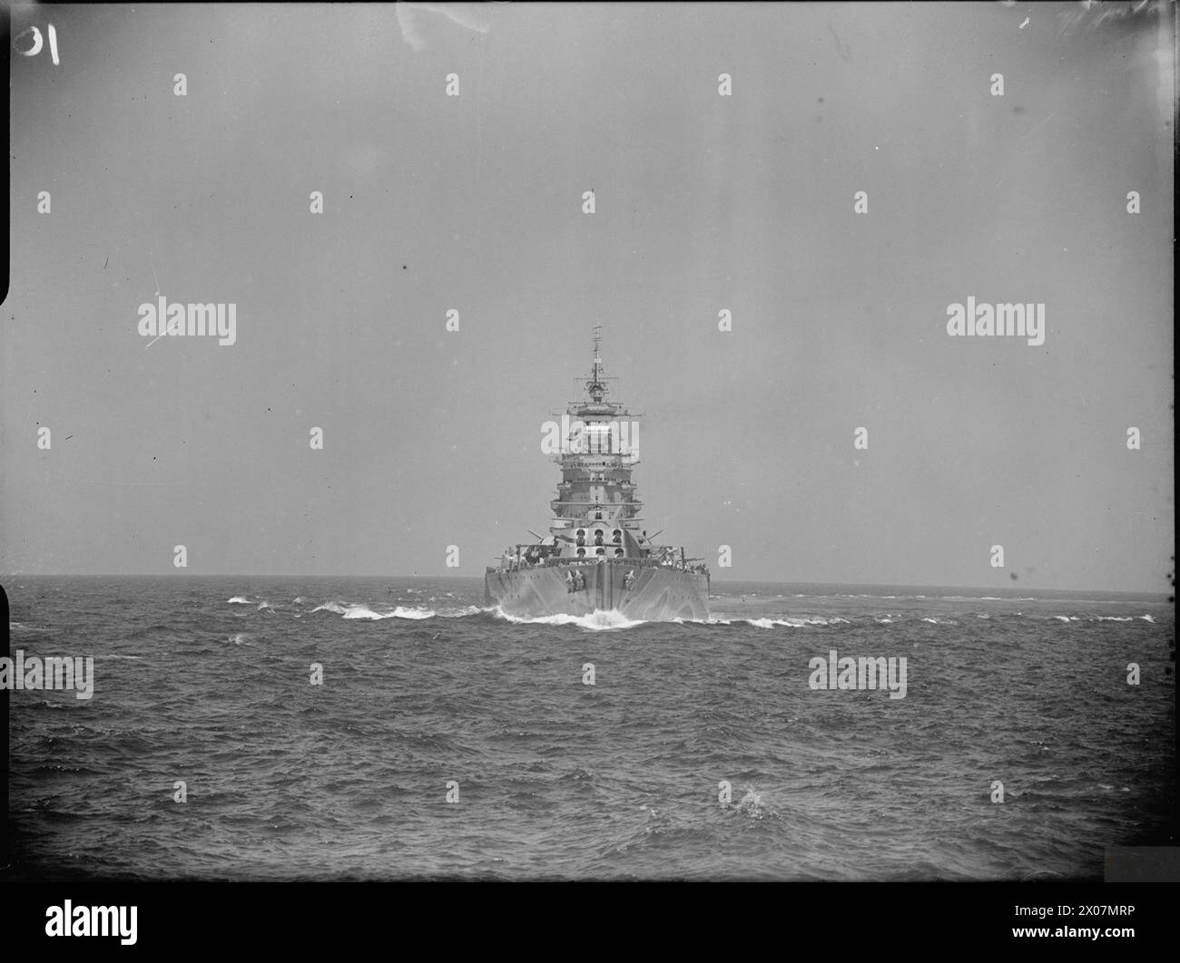 HMS Rodney is underway in the Mediterranean Sea during World War II ...