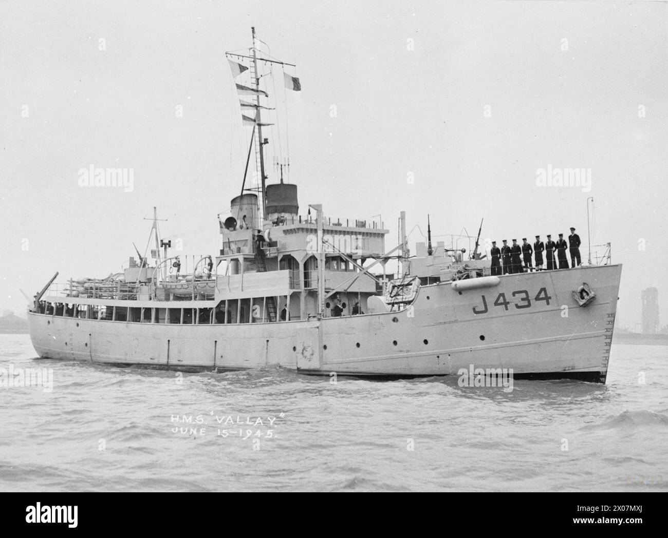 HMS Vallay, a British Isles class trawler, is recorded on 15 June 1945 ...