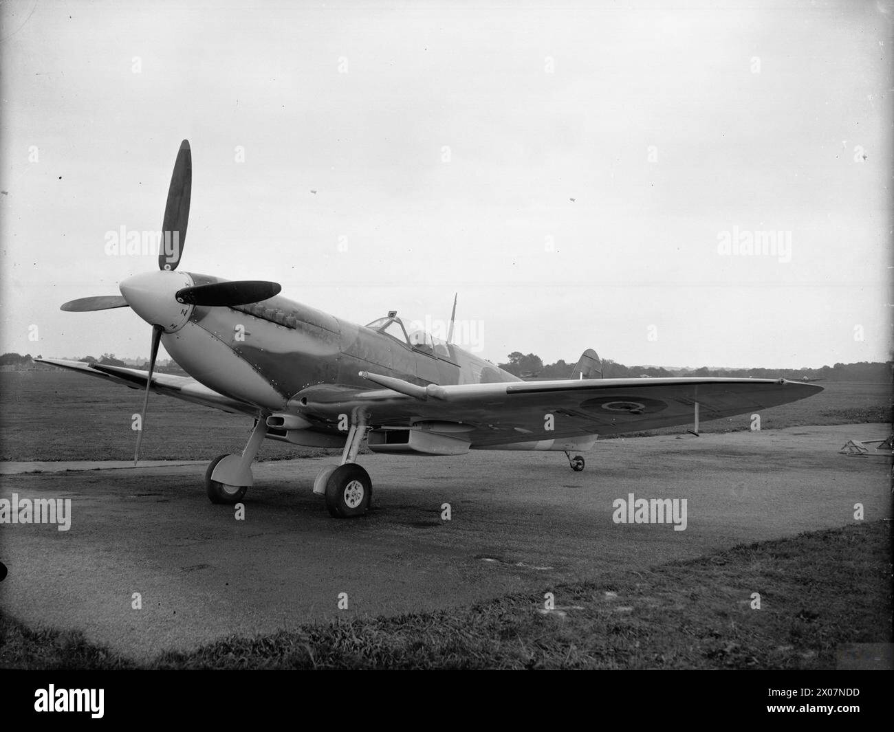 Spitfire Mark IX BS452 is shown on the ground at Eastleigh, Hampshire ...