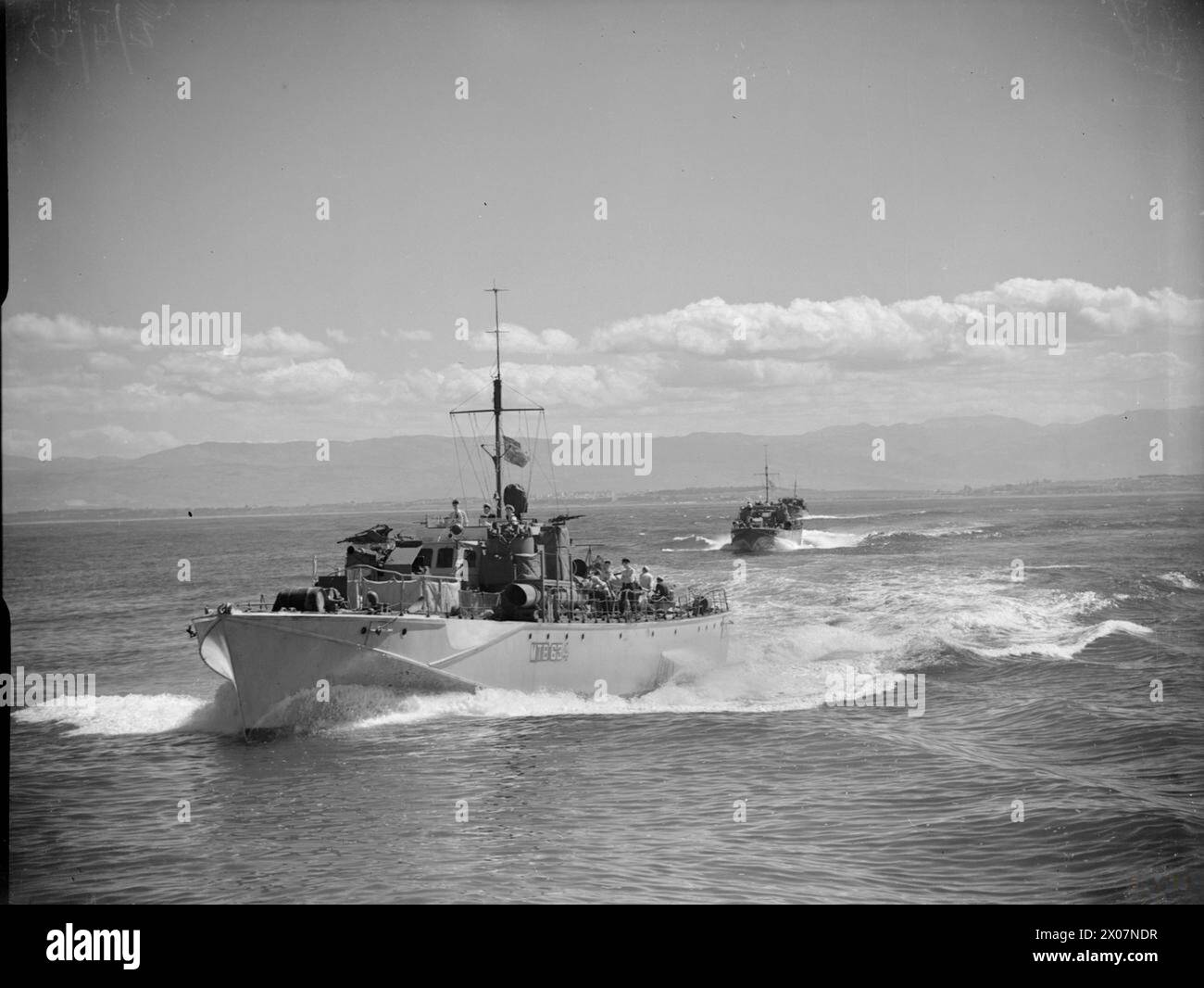 THE ROYAL NAVY DURING THE SECOND WORLD WAR - MGB 634 at speed off the ...