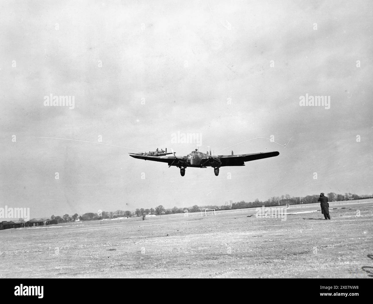 Armstrong Whitworth Whitley bombers of No. 102 Squadron RAF are shown ...