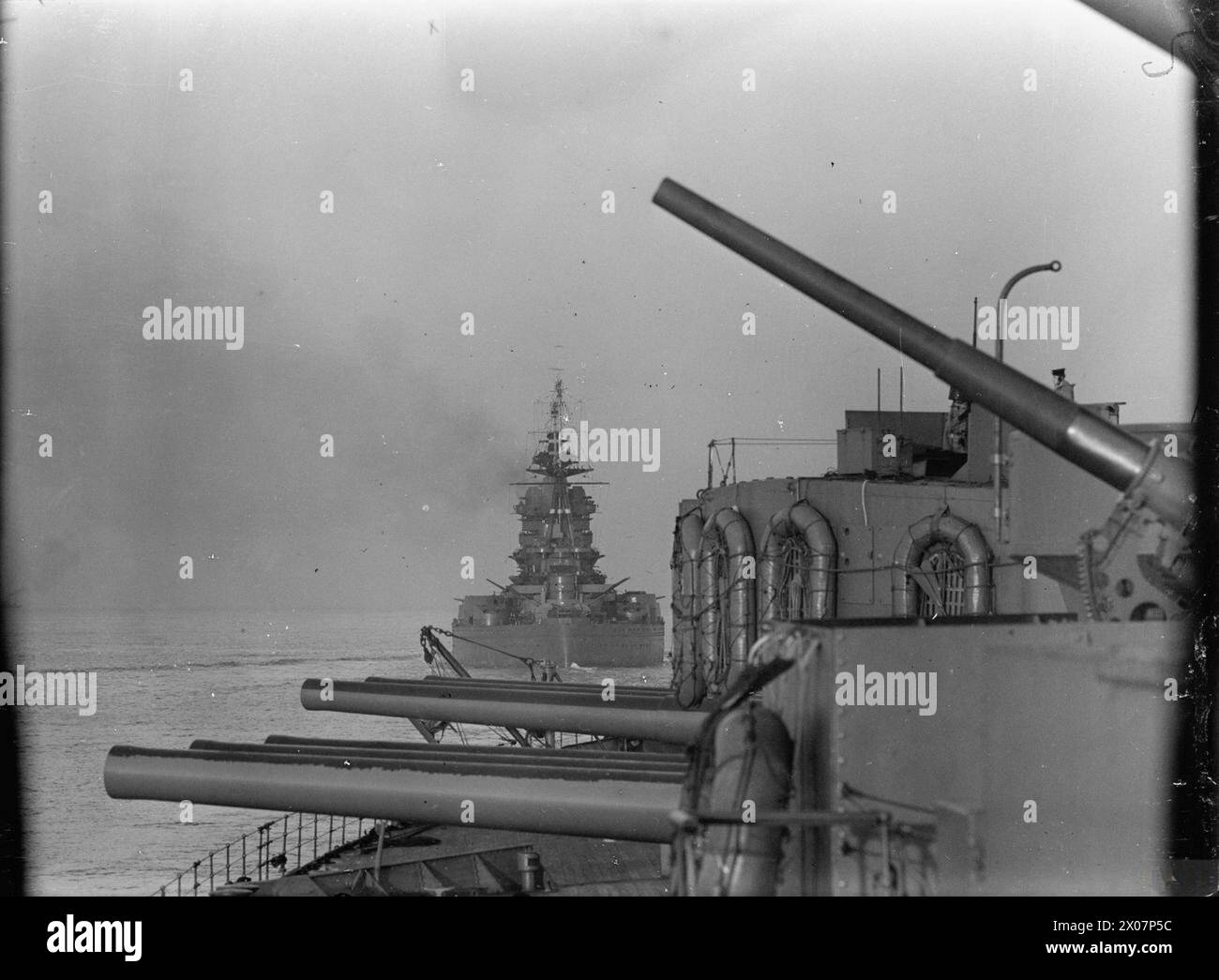 ON BOARD THE BATTLESHIP HMS RODNEY AT SEA. 1940. - The battleship ...