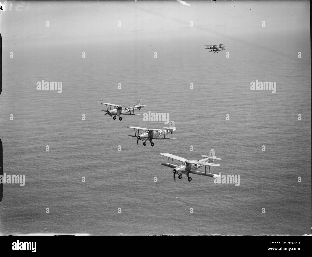 Three Fairey Albacore torpedo bombers from 820 Naval Air Squadron of ...
