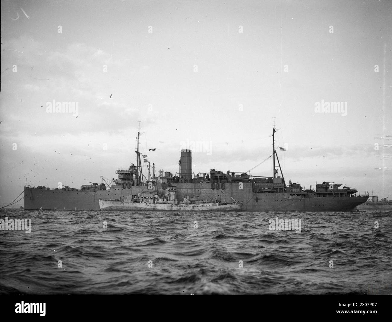 HMS WAYLAND, AUXILIARY FLEET REPAIR SHIP. 23 DECEMBER 1942, GREENOCK ...