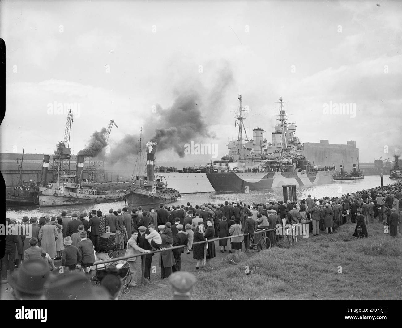 HMS HOWE JOINS THE FLEET, GLASGOW, SCOTLAND, JULY 1942. - Thousands of ...