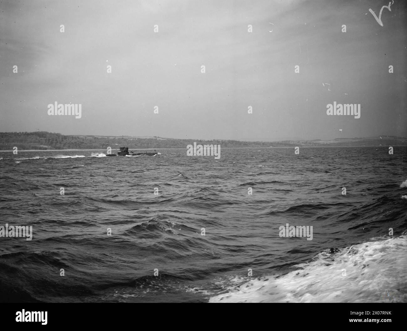 HM Submarine Graph, formerly German U-Boat U570, cruises on the surface ...