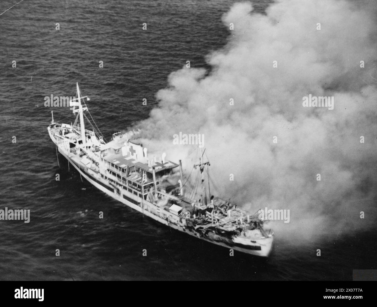 HOSPITAL SHIP BOMBED. JUNE 1942. THE HOSPITAL SHIP RAMB IV, WITH THE ...