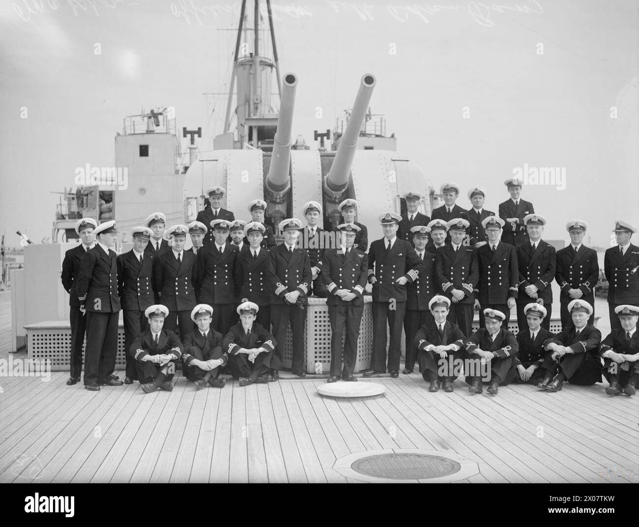 REAR ADMIRAL INSPECTS DIVISIONS ABOARD A SUBMARINE DEPOT SHIP. 4 APRIL ...