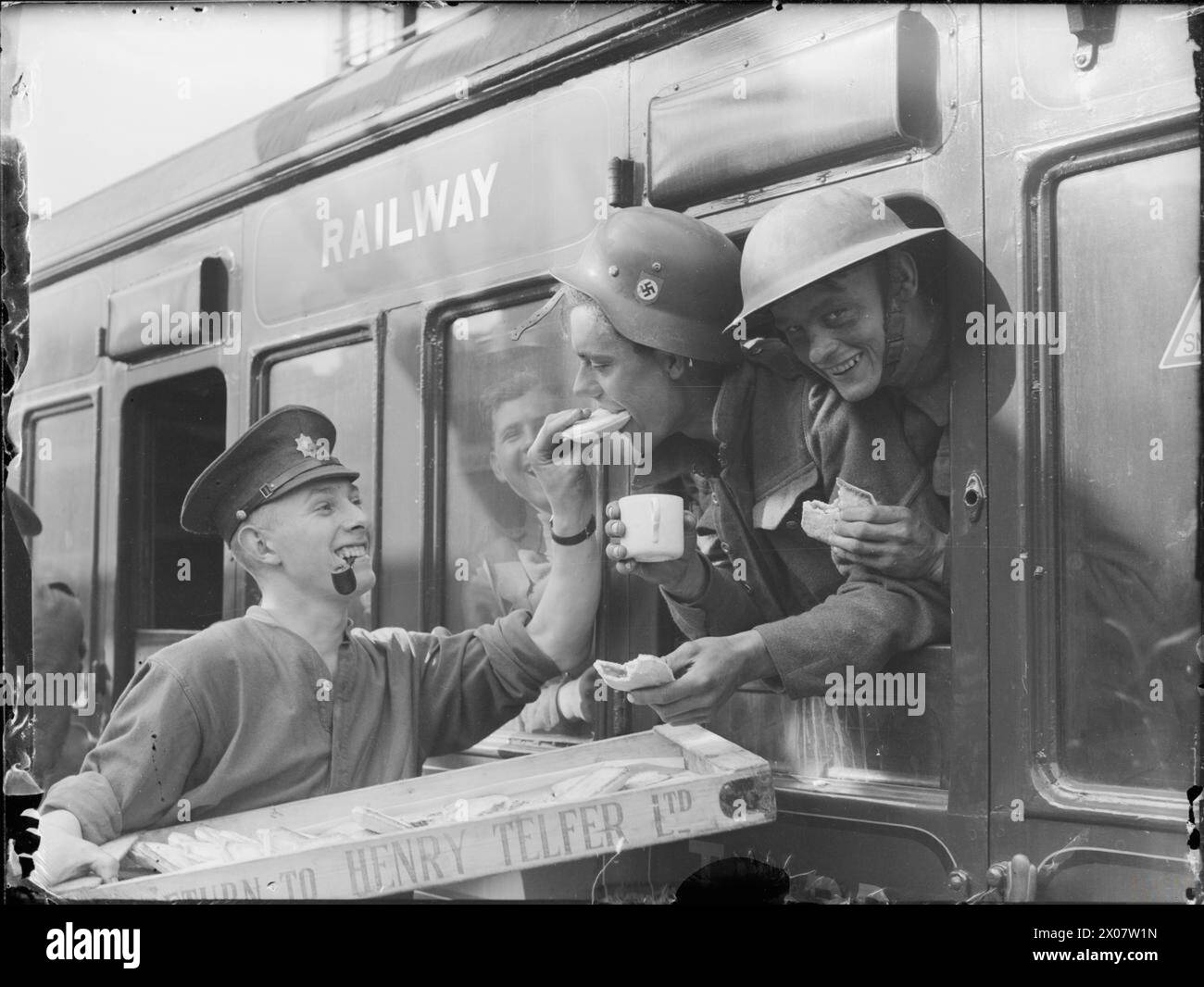 Evacuated British troops from Dunkirk are offered tea and sandwiches ...