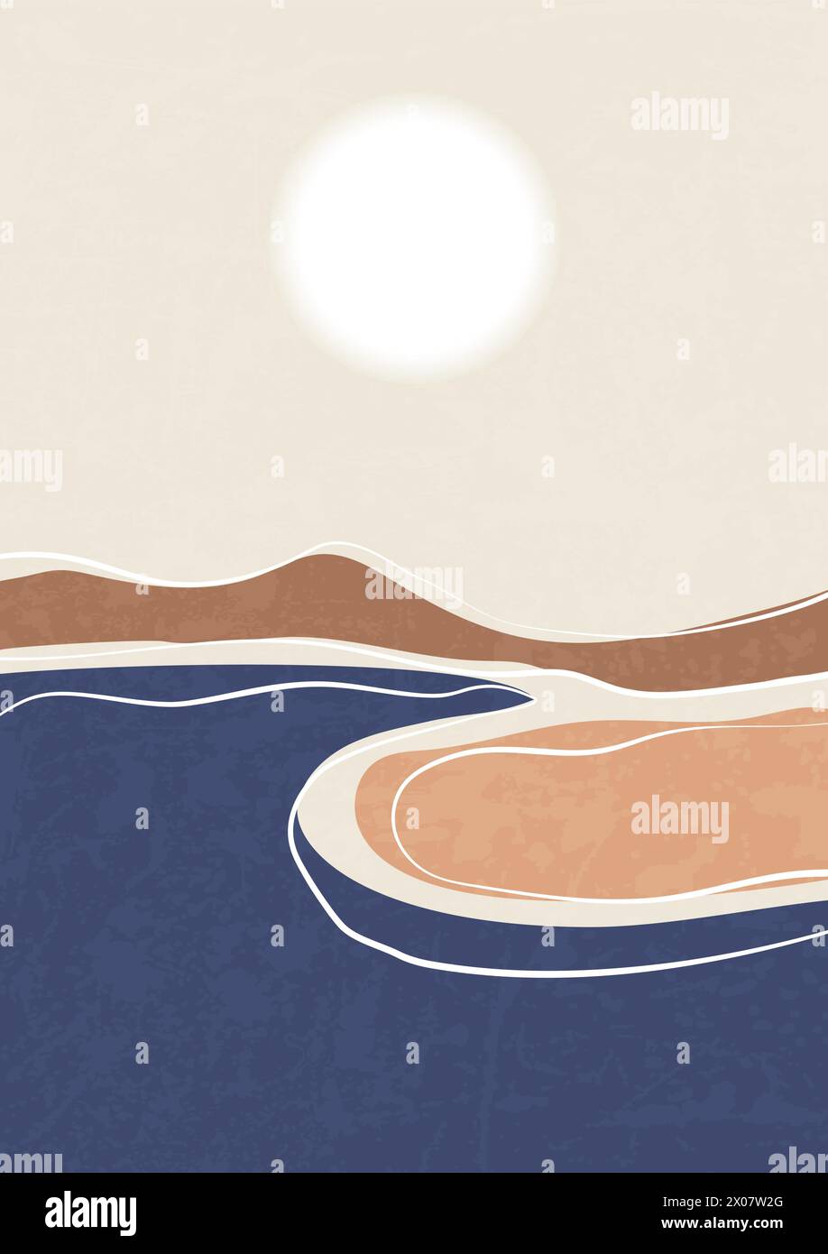 Abstract aesthetic background with sunset seaside landscape. Earth ...