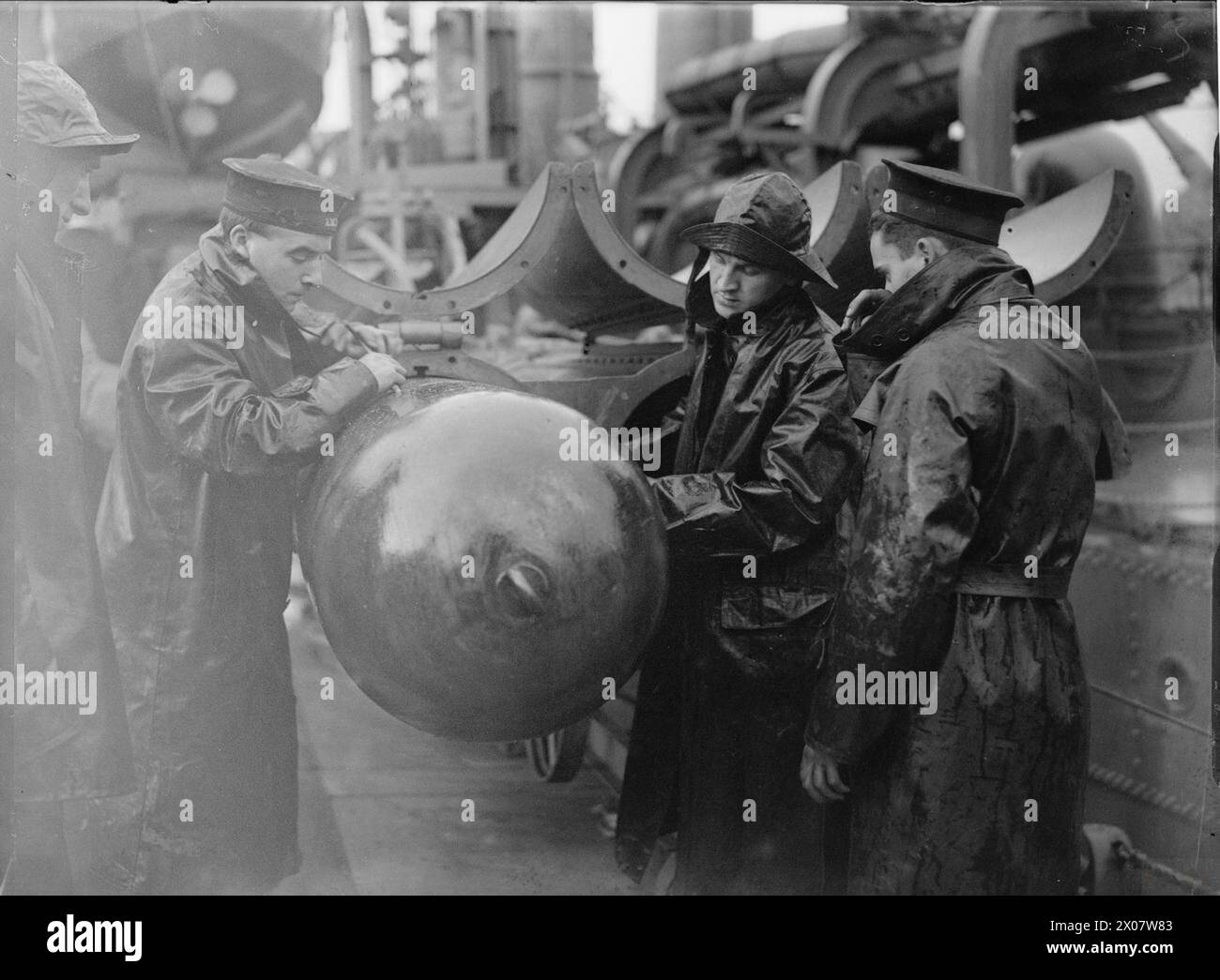 HMS CHURCHILL ARRIVES AT BRITISH PORT. 1940, PLYMOUTH. THE EX-AMERICAN ...