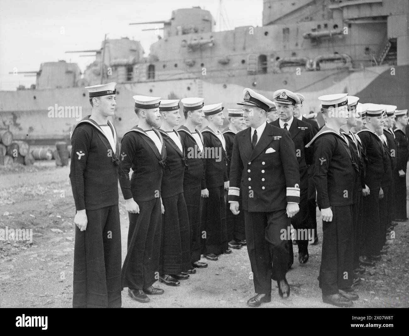 REAR ADMIRAL C H J HARCOURT SAYS GOOD-BYE TO THE SHIP'S COMPANY OF HMS ...