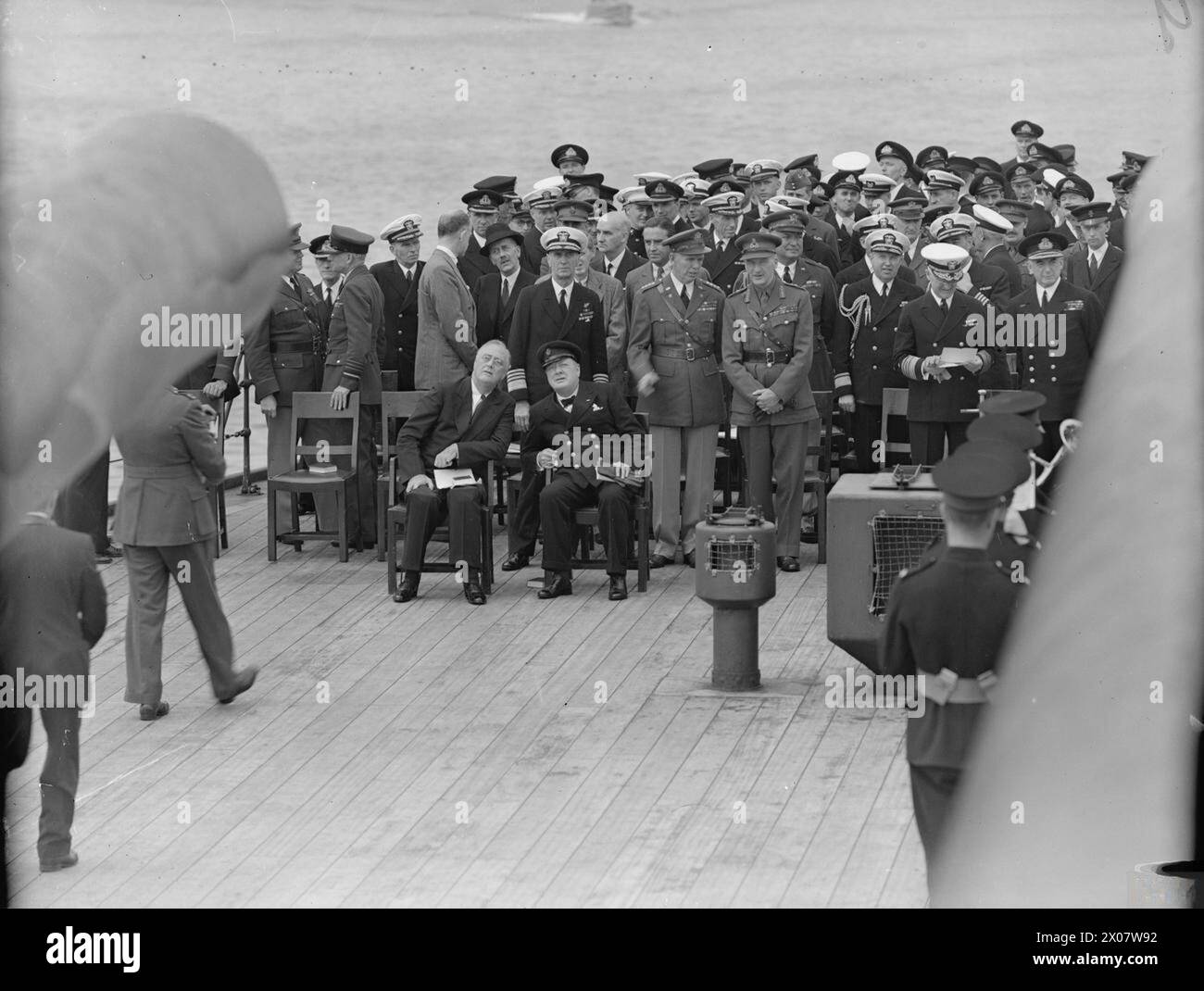 PRESIDENT ROOSEVELT MEETS PRIME MINISTER CHURCHILL. 10 AUGUST 1941, ON ...