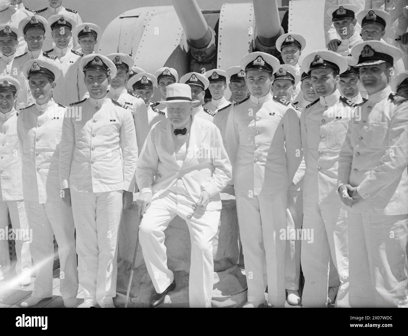 MR CHURCHILL THANKS THE SUBMARINE MEN DURING BRIEF VISIT TO THE AFRICAN ...