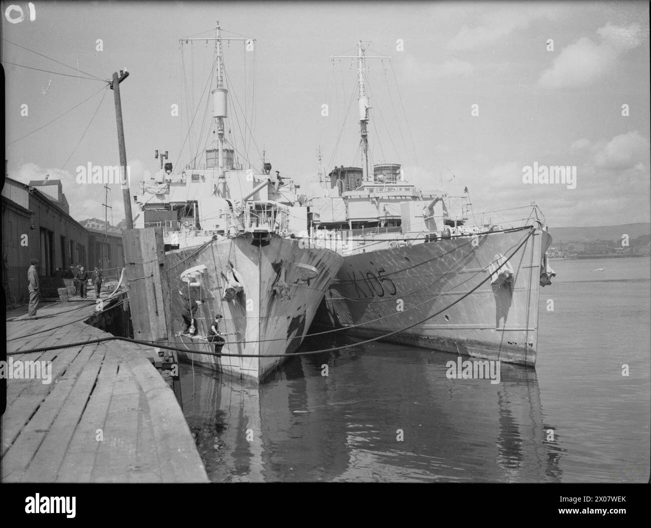 HMS Pink and HMS Loosestrife, corvettes of a convoy escort force ...