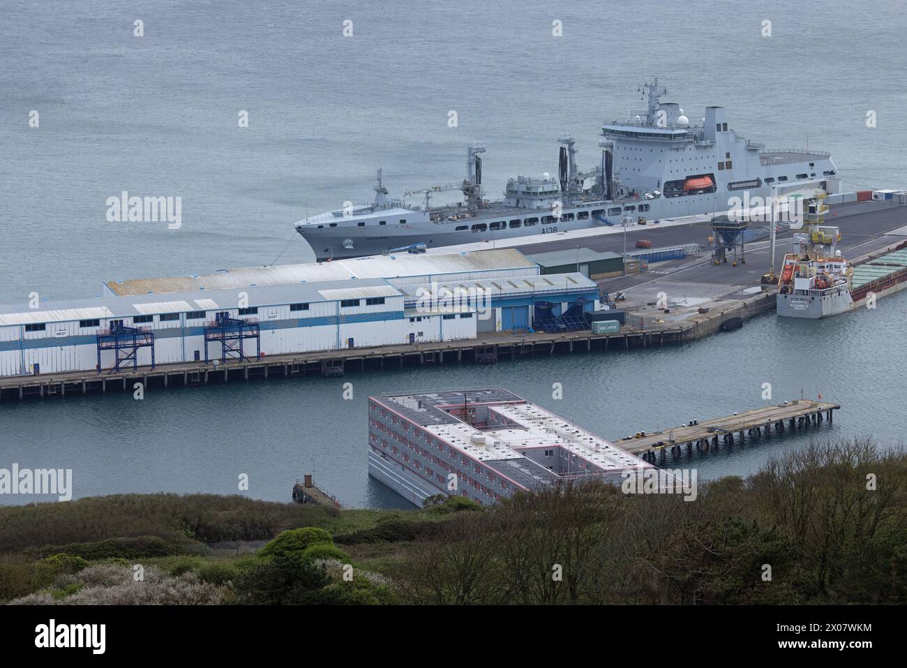 Bibby Stockholm barge vessel asylum seekers Dorset April 2024 Stock ...