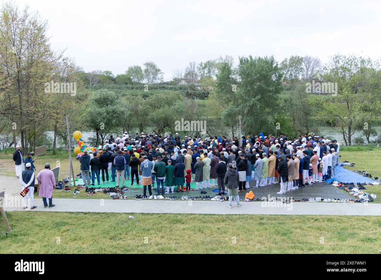 Rome, Italy. 10th Apr, 2024. Muslims celebrate the end of Ramadan ...