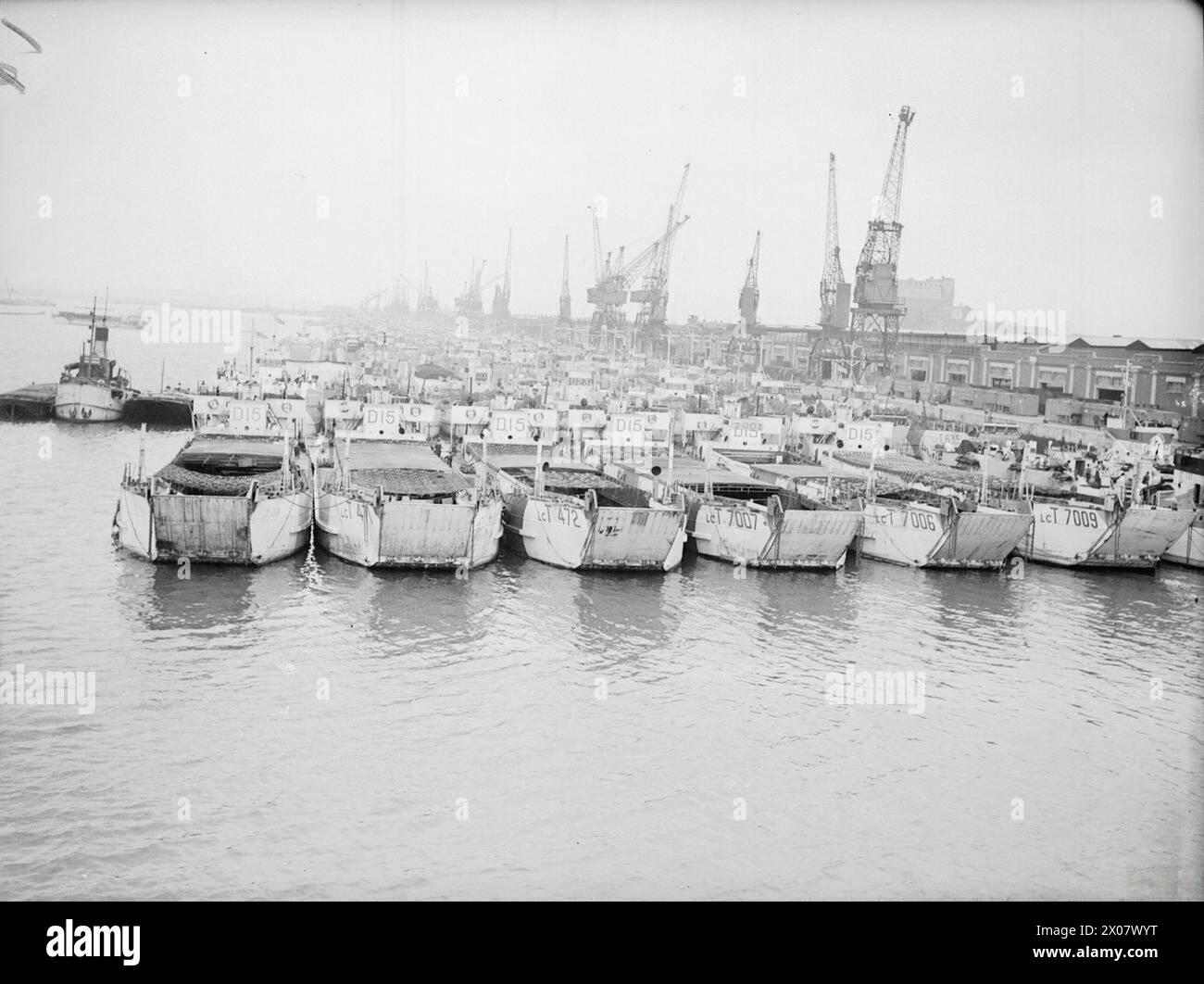 ALLIED PREPARATIONS FOR D-DAY. - A large group of LCTs (Landing Craft ...
