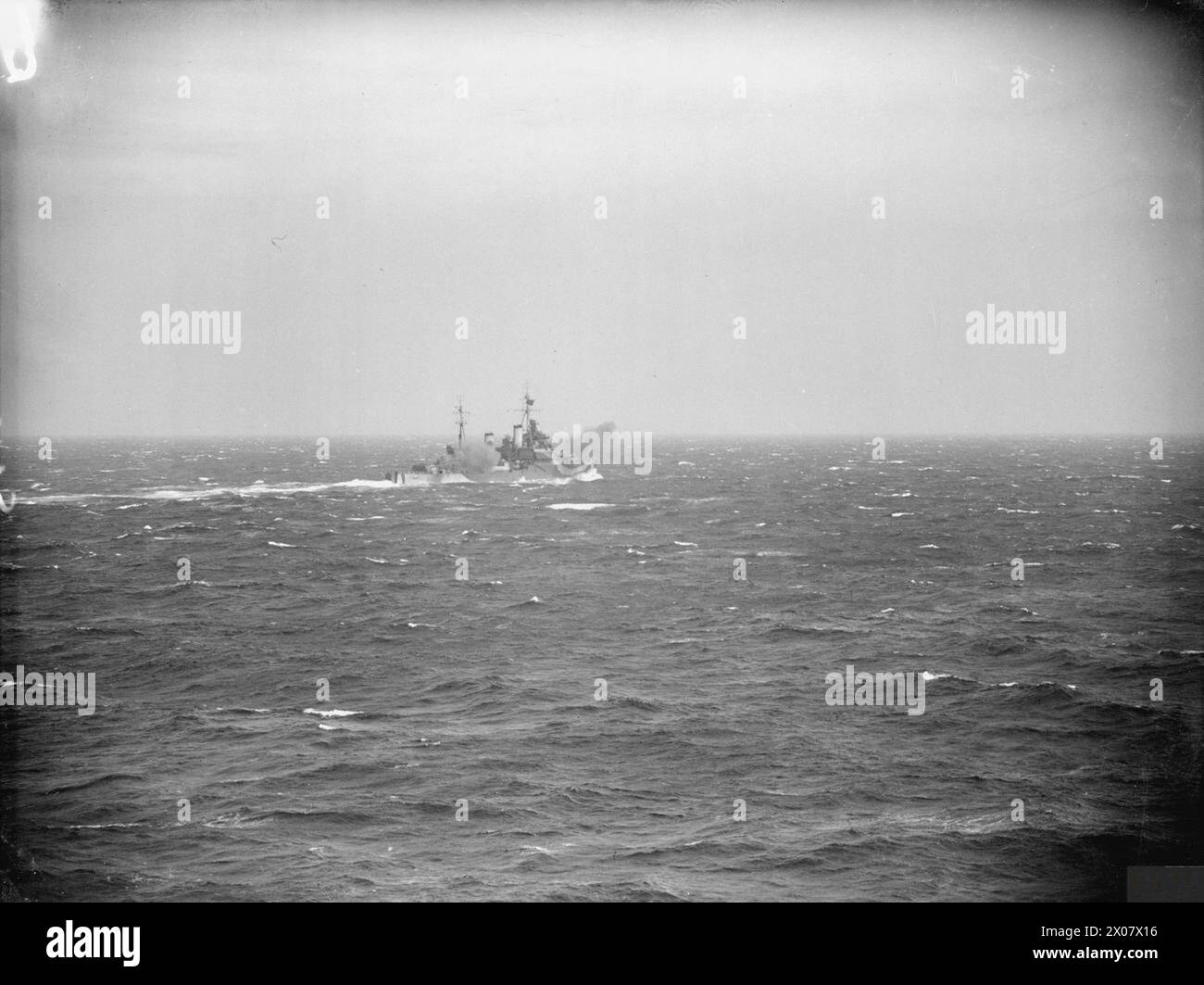 British cruiser Newfoundland fires 6-inch guns in the Mediterranean ...