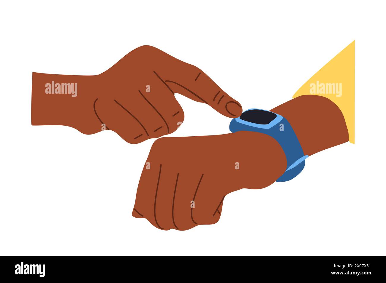 Black hands wearing smart watch on wrist Stock Vector Image & Art - Alamy