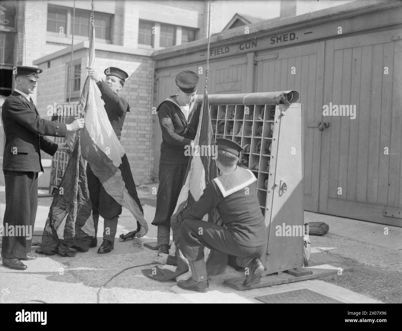 NAVAL TRAINEE SIGNALMEN UNDER INSTRUCTION, AT HMS IMPREGNABLE ...