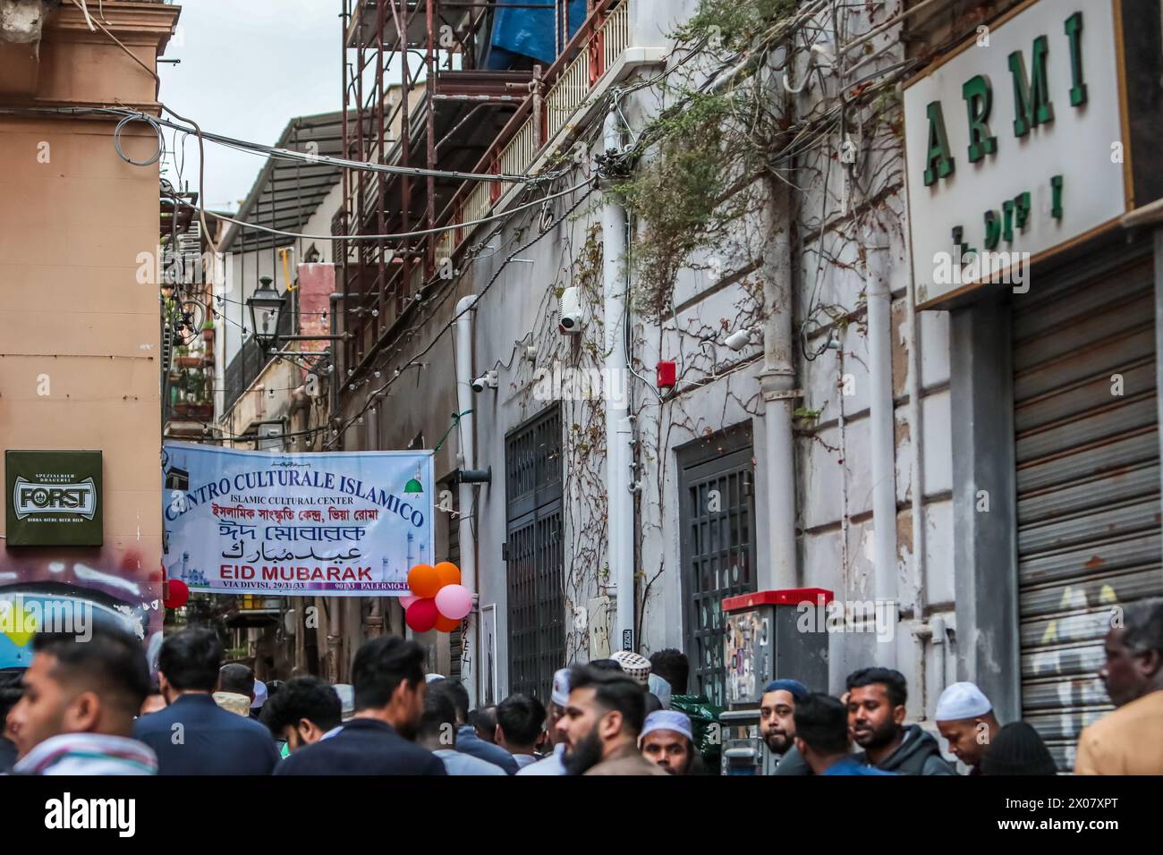 Palermo, Italy. 10th Apr, 2024. Muslims offer Eid al-Fitr prayers the ...