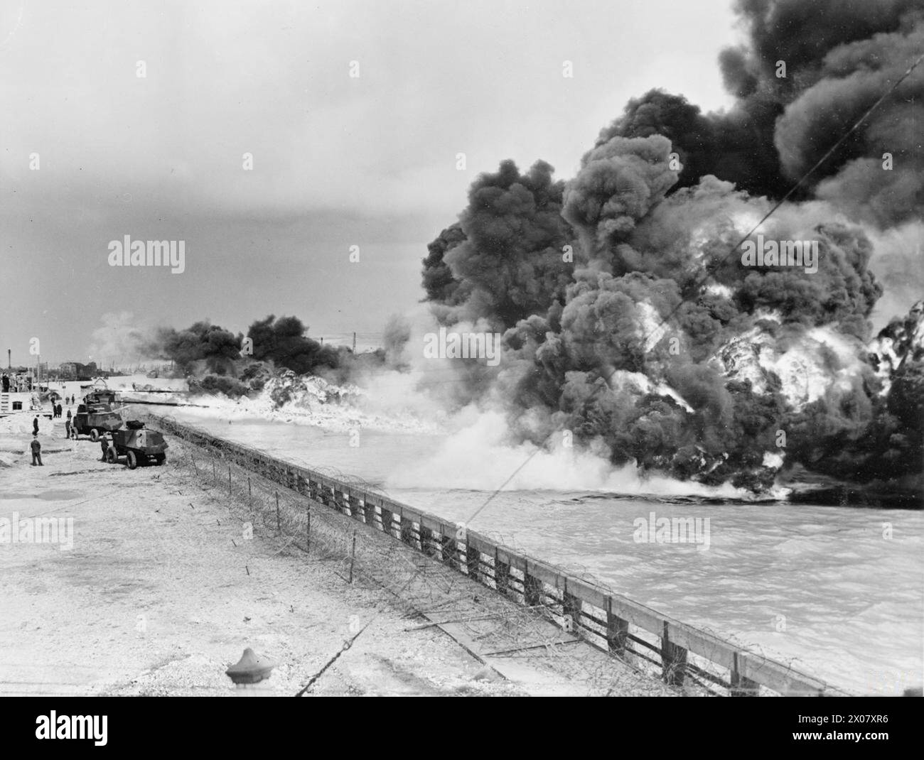 Black and white - Heavy flame-throwers, installed for the defence of ...