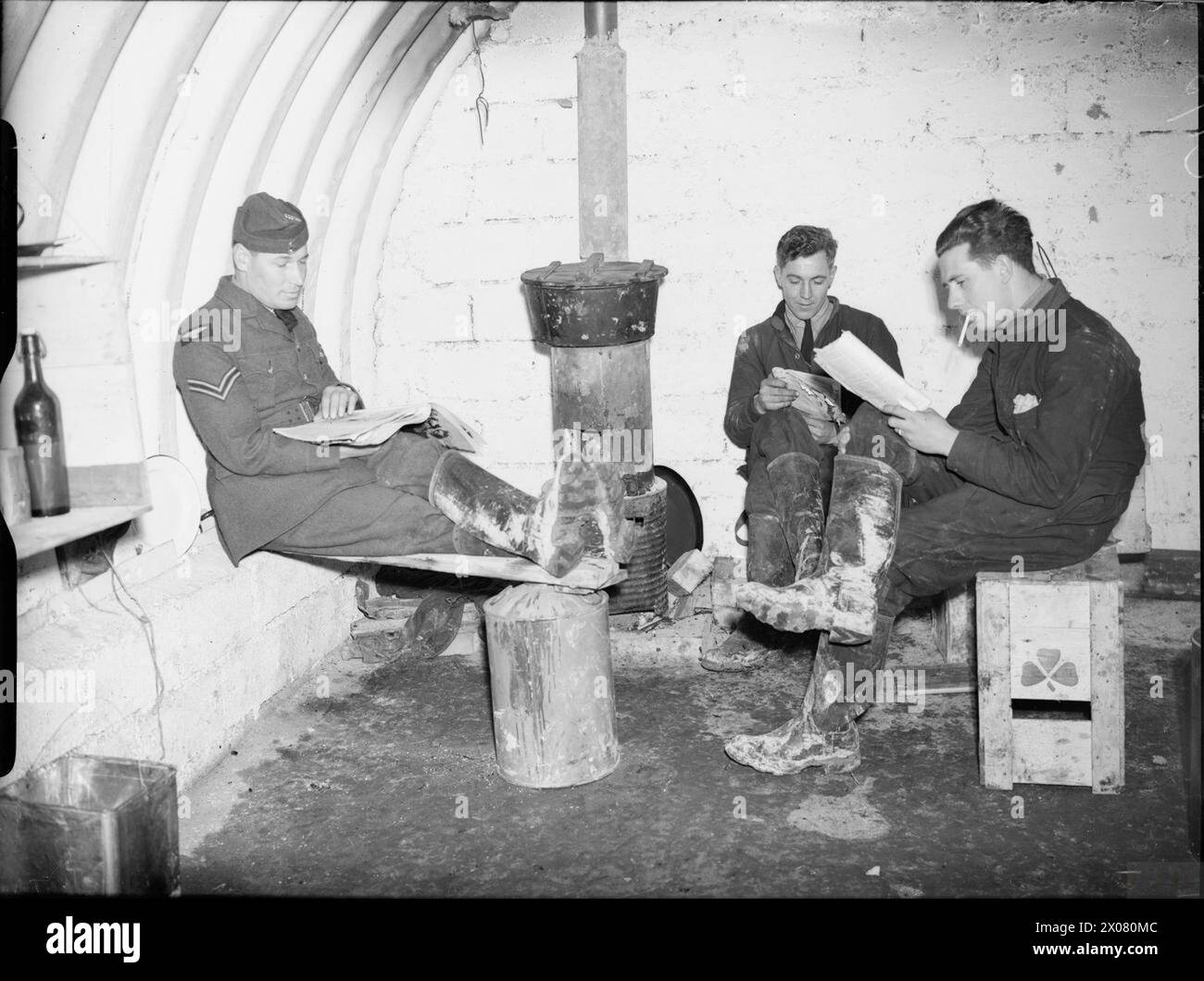 Mechanics of No. 73 Squadron RAF rested in an underground shelter at ...