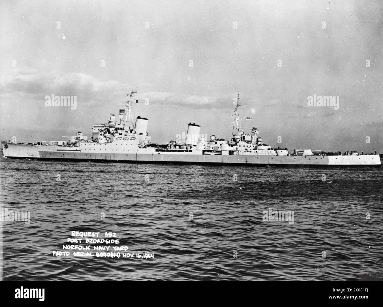HMS BIRMINGHAM, BRITISH SOUTHAMPTON CLASS CRUISER. 16 NOVEMBER 1944 ...