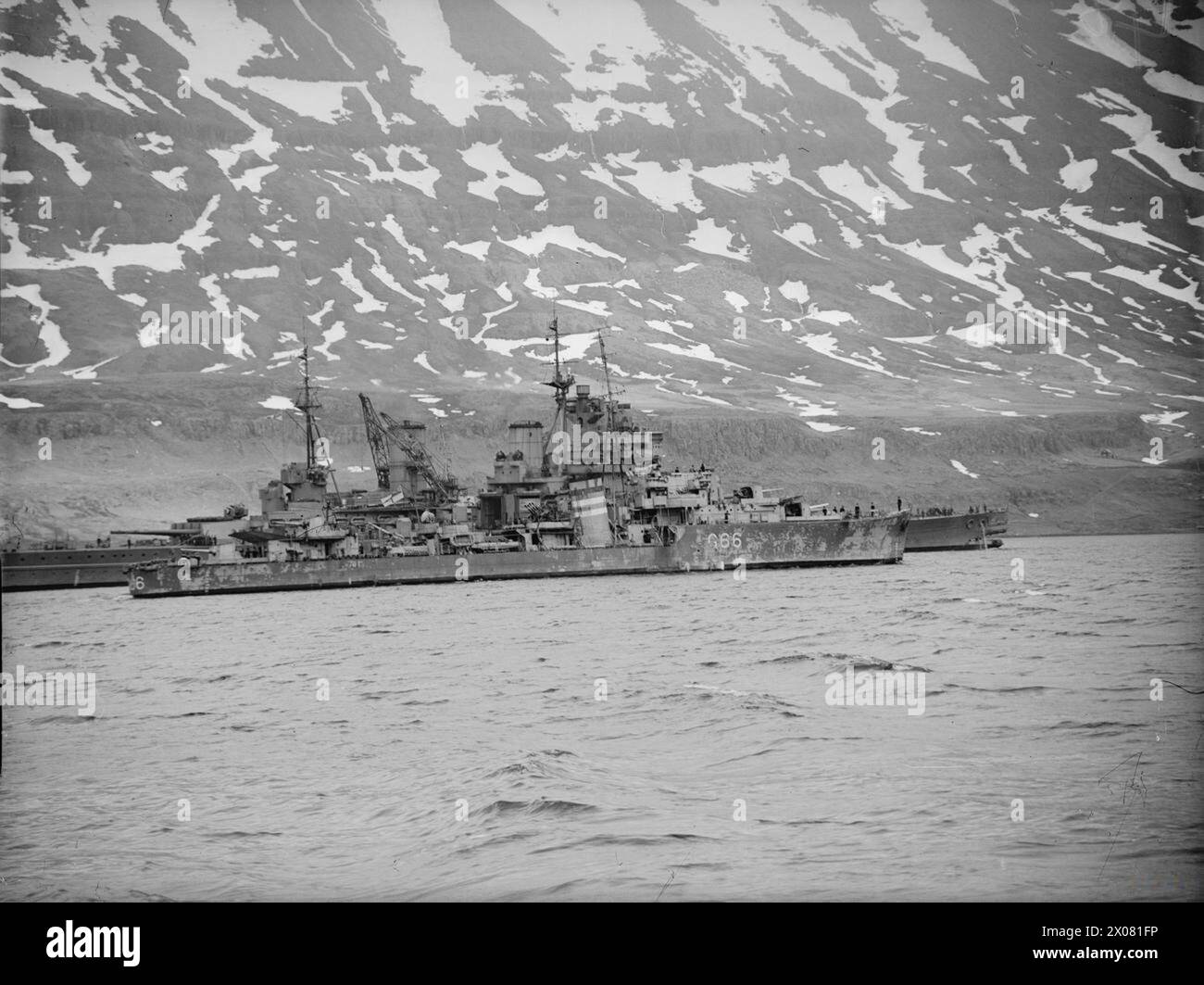 HMS KING GEORGE V AFTER COLLISION WITH HMS PUNJABI. 3 MAY 1942, ON ...