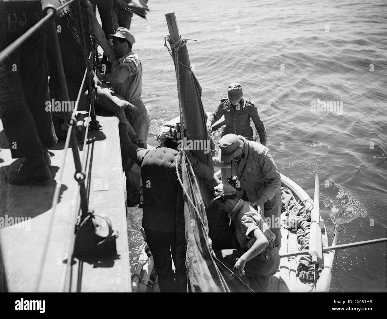 SURRENDER TO THE BRITISH NAVY OFF CAPE BON. MAY 1943, SOME OF THE ...