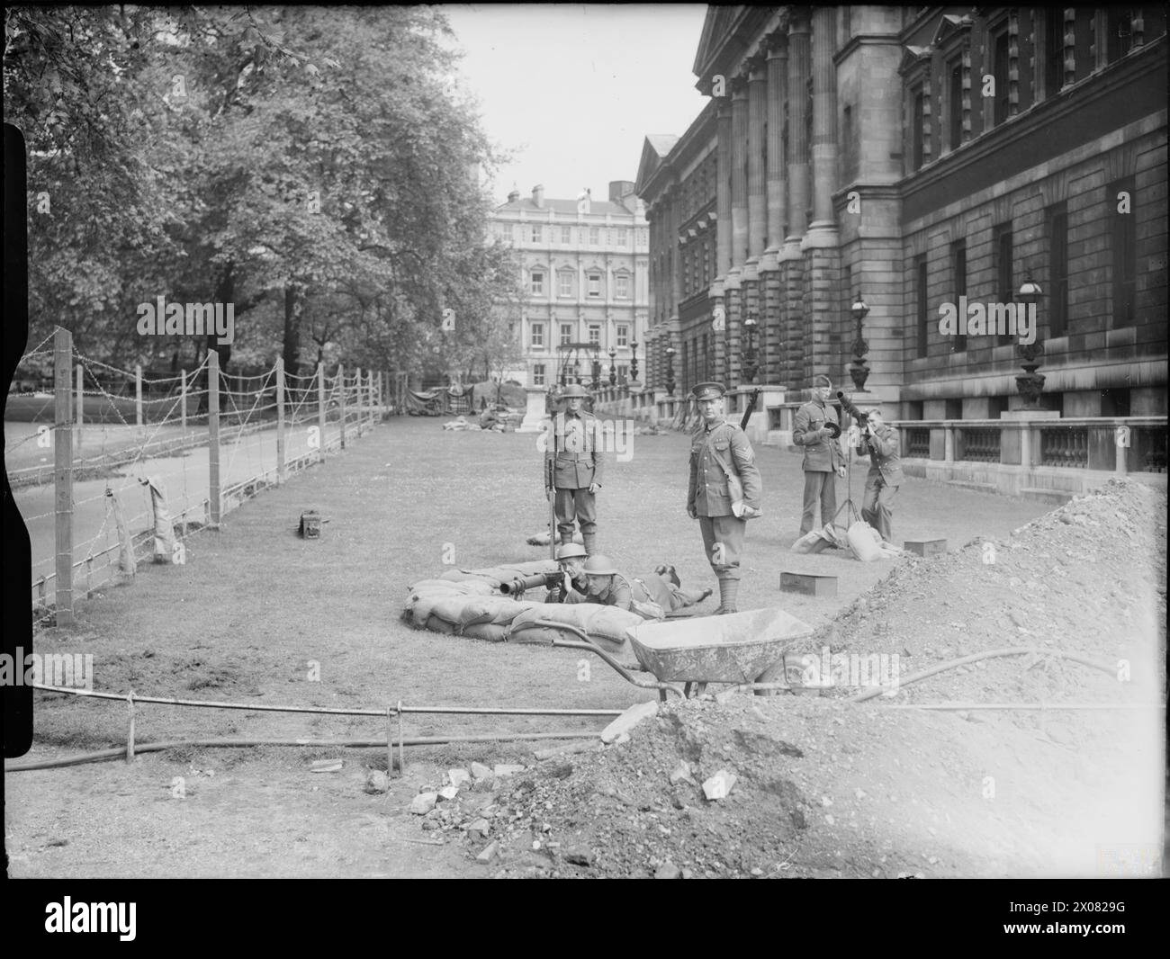 In May 1940, British Army troops manned Lewis guns while constructing ...